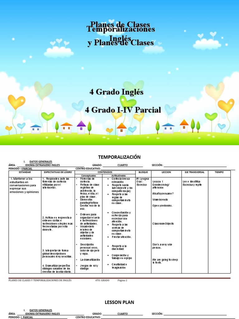 4 Grado Ingles | PDF | Evaluación | Escritura