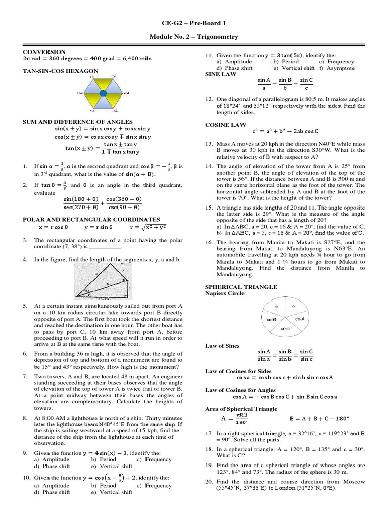 Ce G2 Module No 2 Trigonometry Download Free Pdf Triangle
