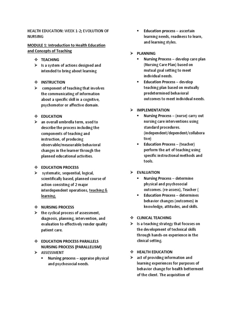 HEALTH EDUCATION - Module 1 Notes | PDF | Learning | Health Education HEALTH EDUCATION - Module 1 Notes | PDF | Learning | Health Education