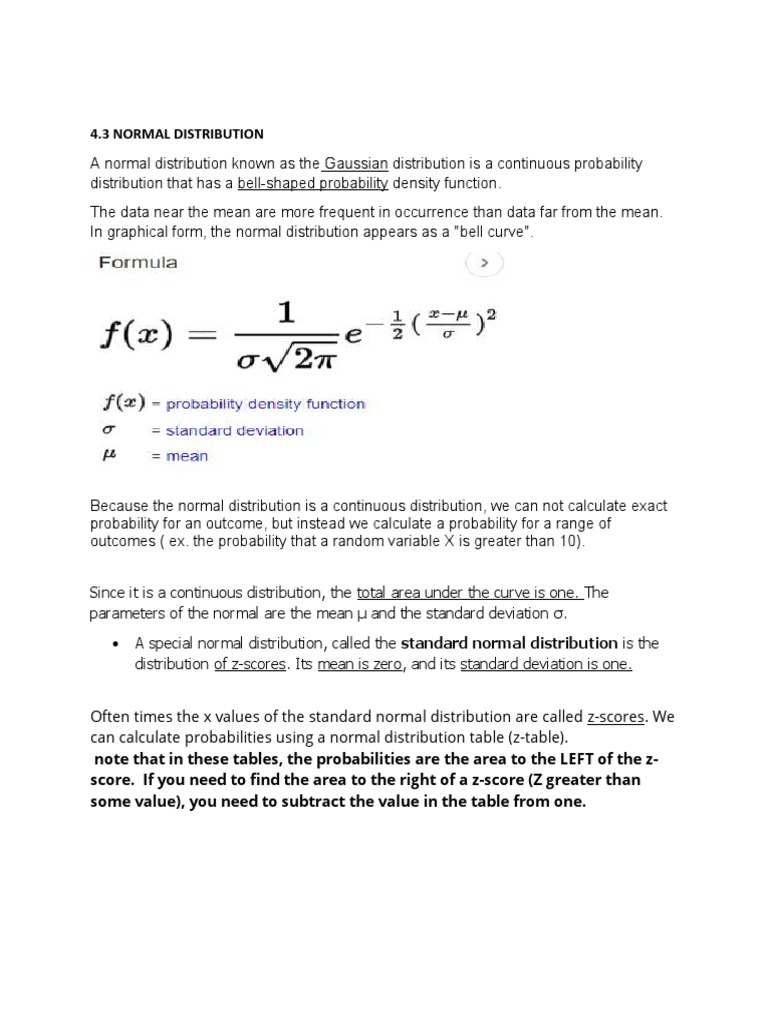 Normal Distribution | PDF | Normal Distribution | Probability Distribution