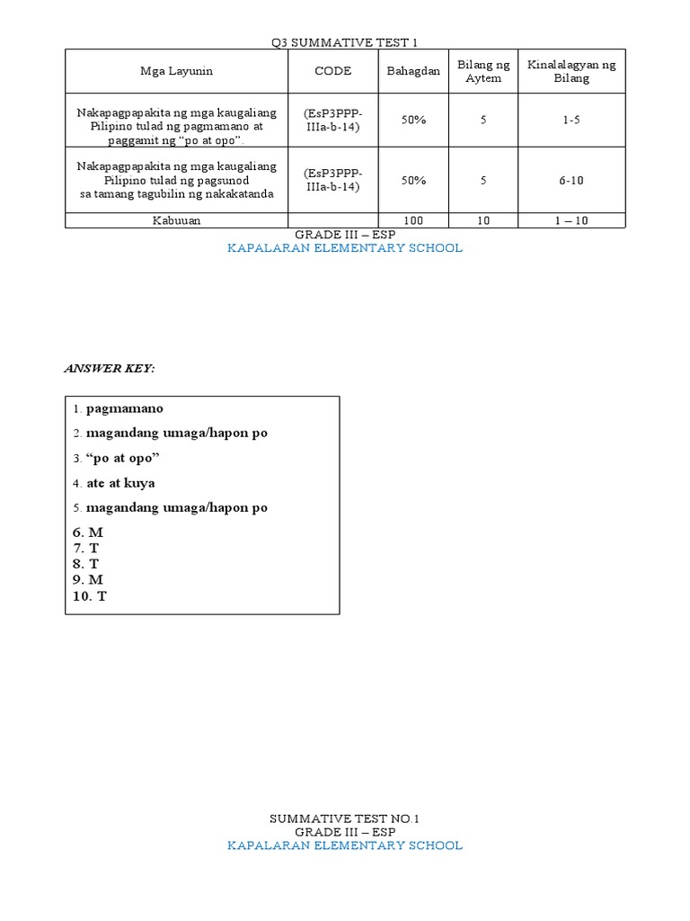 GR.3 Esp ST 1 With Tos Q3 | PDF
