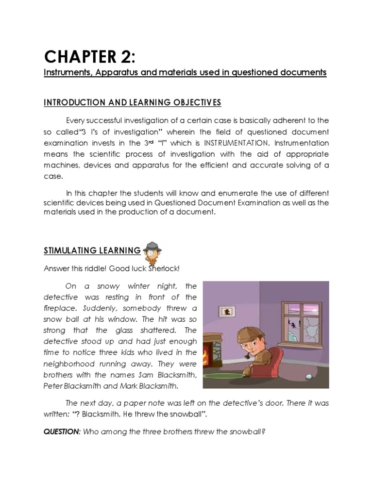 CHAPTER 2 - Instruments, Apparatus and Materials Used in Questioned Docum | Download Free PDF ...