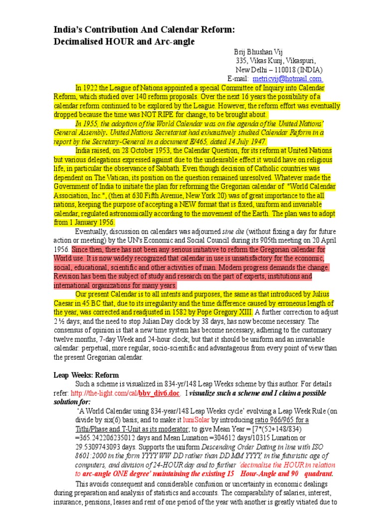 Calendar Reform for Global Harmony | PDF | International System Of ...