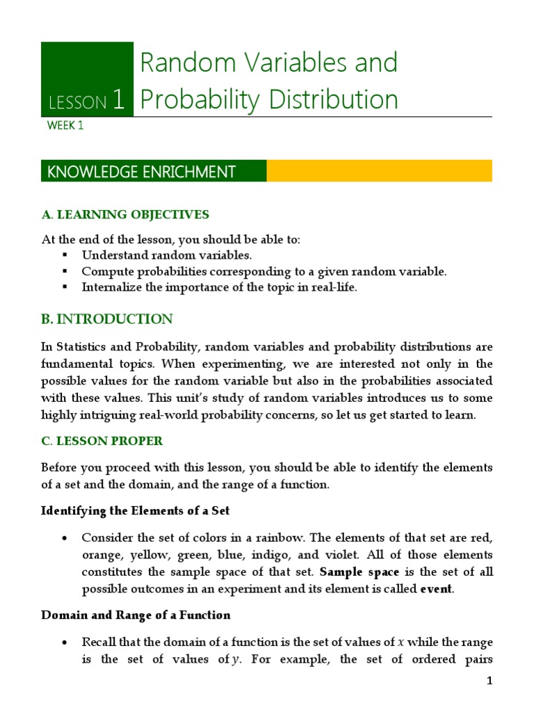 Random Variables & Probability Basics | PDF | Probability Distribution | Random Variable
