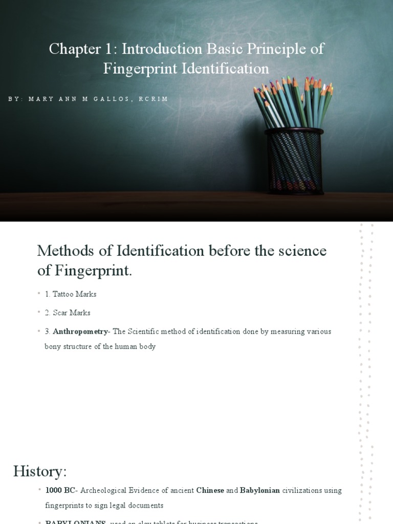Chapter 1 Personal Identification | PDF | Fingerprint | Skin