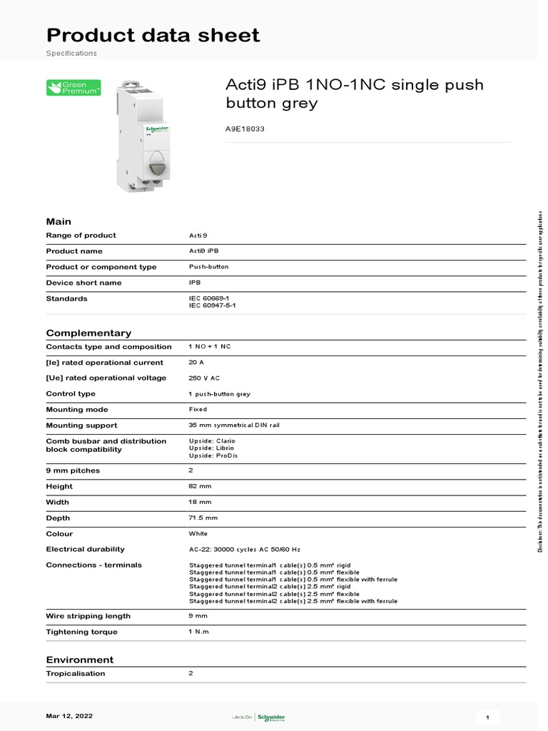 Acti9 iPB - A9E18033 | PDF | Electrical Engineering | Equipment