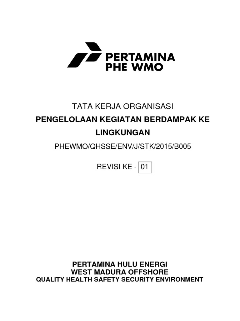 Mekanisme Pengelolaan Kegiatan Berdampak Lingkungan di PT Pertamina Hulu Energi WMO | PDF
