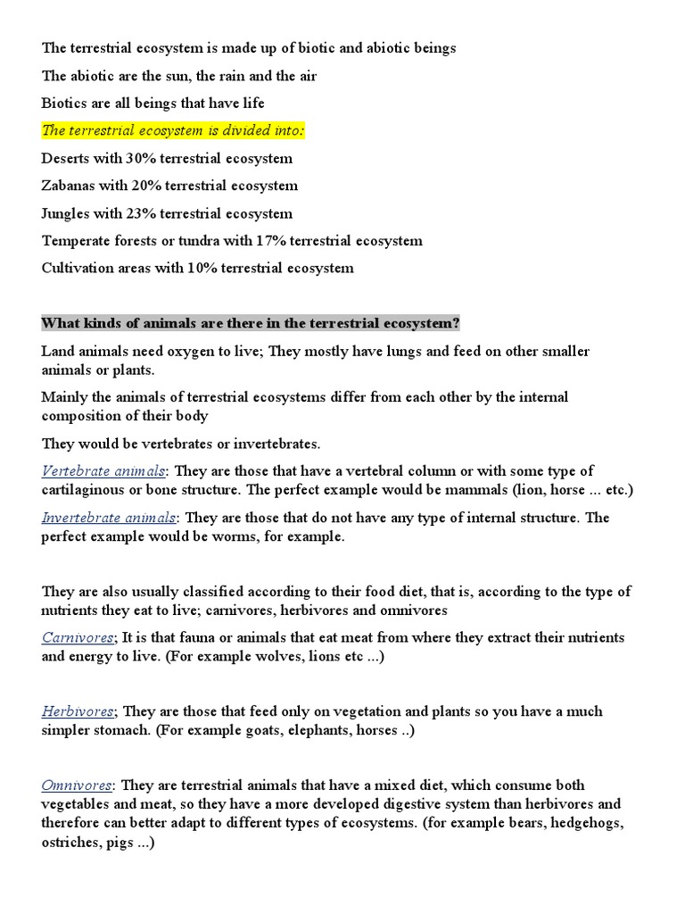 The Terrestrial Ecosystem | PDF | Science & Mathematics