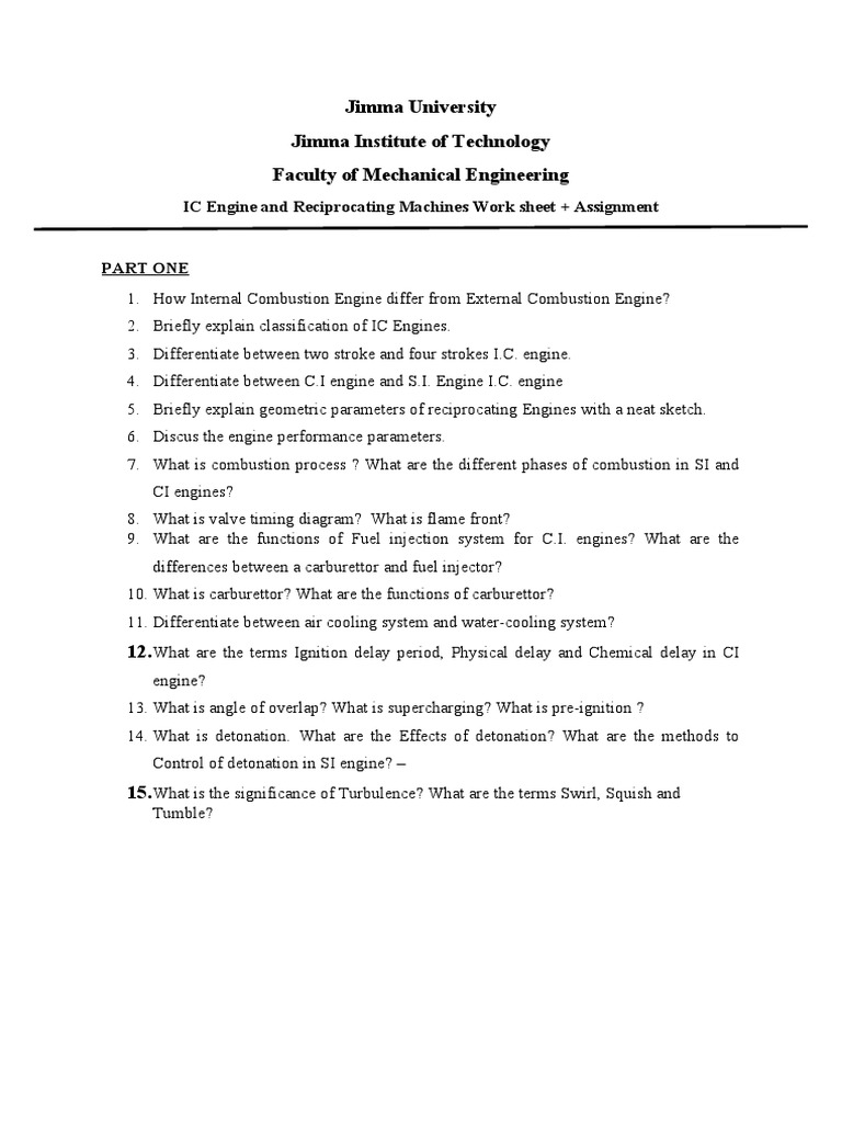 Assignment 2023 | PDF | Internal Combustion Engine | Diesel Engine