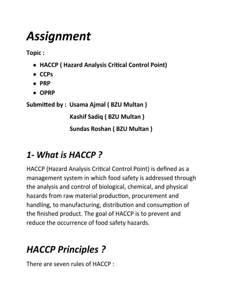 Understanding HACCP and Its Principles | PDF