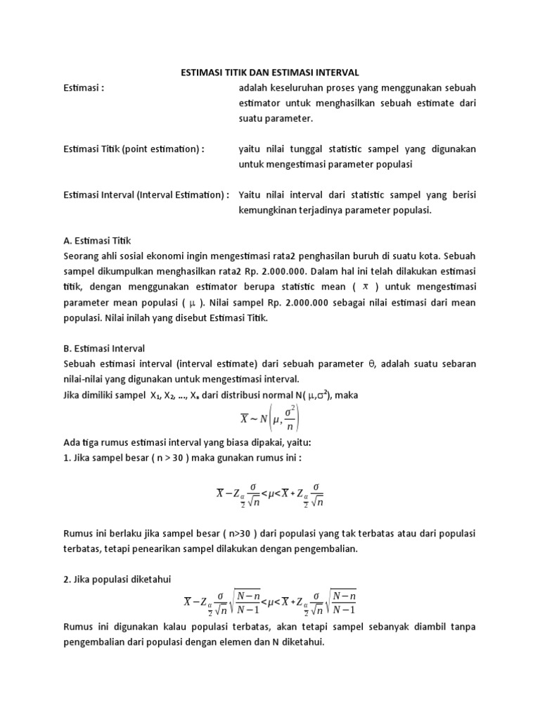 Estimasi Titik Dan Estimasi Interval-1 | PDF