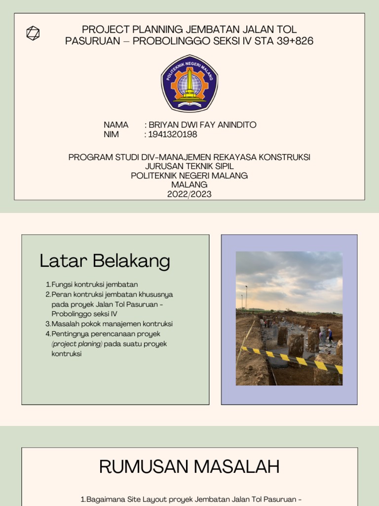 Project Planning Jembatan Jalan Tol Pasuruan - Probolinggo Seksi Iv Sta 39+826 | PDF | Komputer