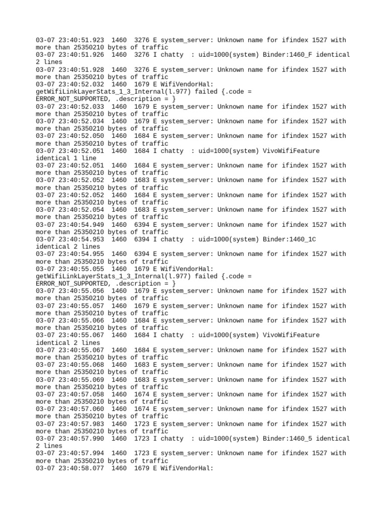 Repeated errors related to unknown interface index 1527 with high traffic amounts | PDF ...
