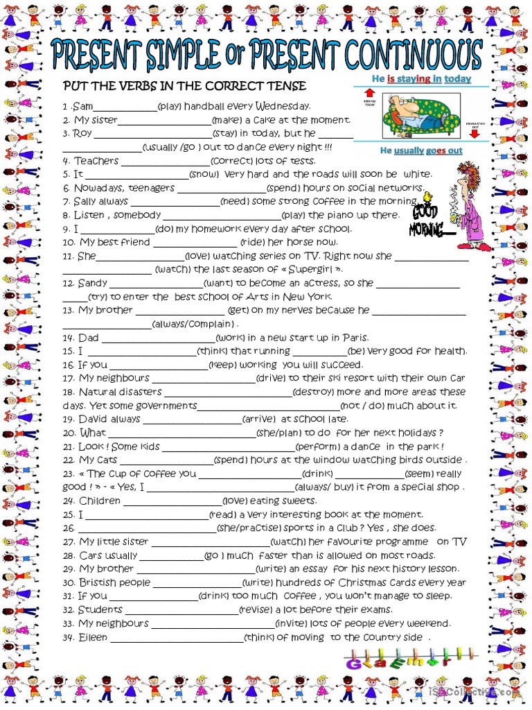 Present Simple or Present Continuous With KEY | PDF