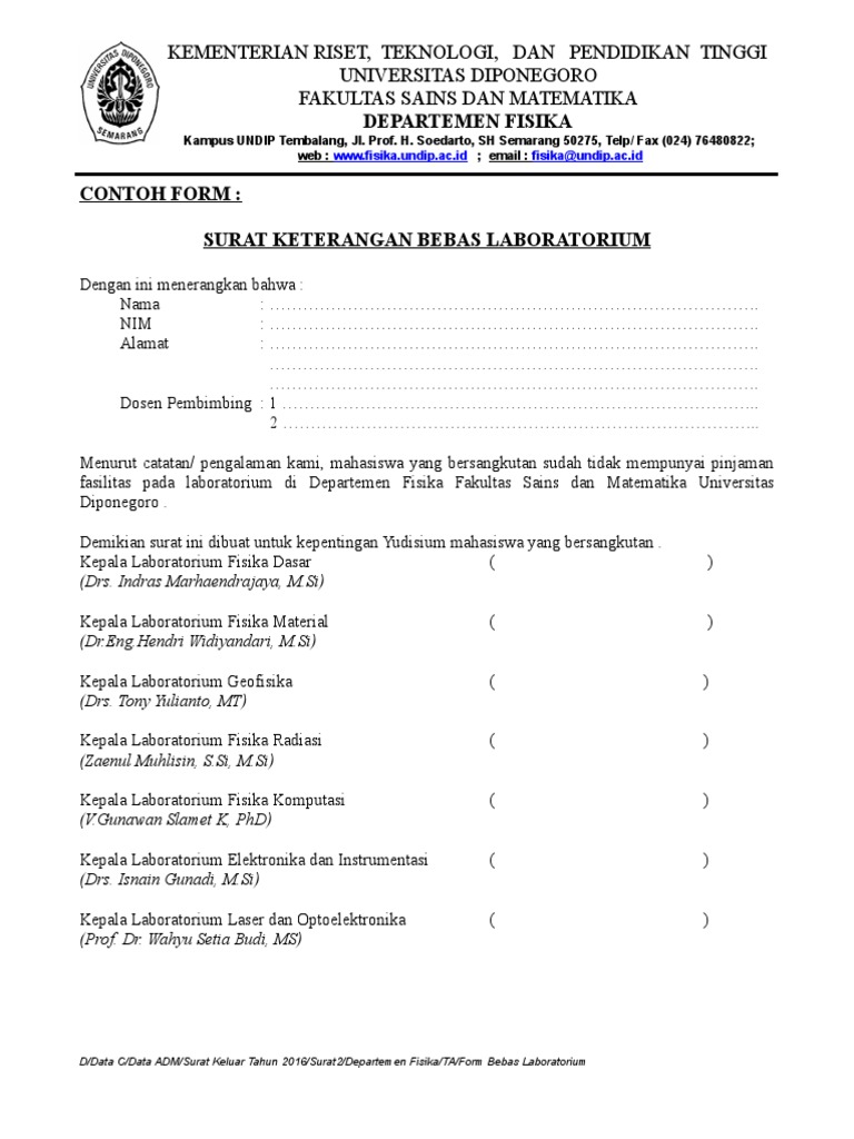 Form Bebas Laboratorium | PDF