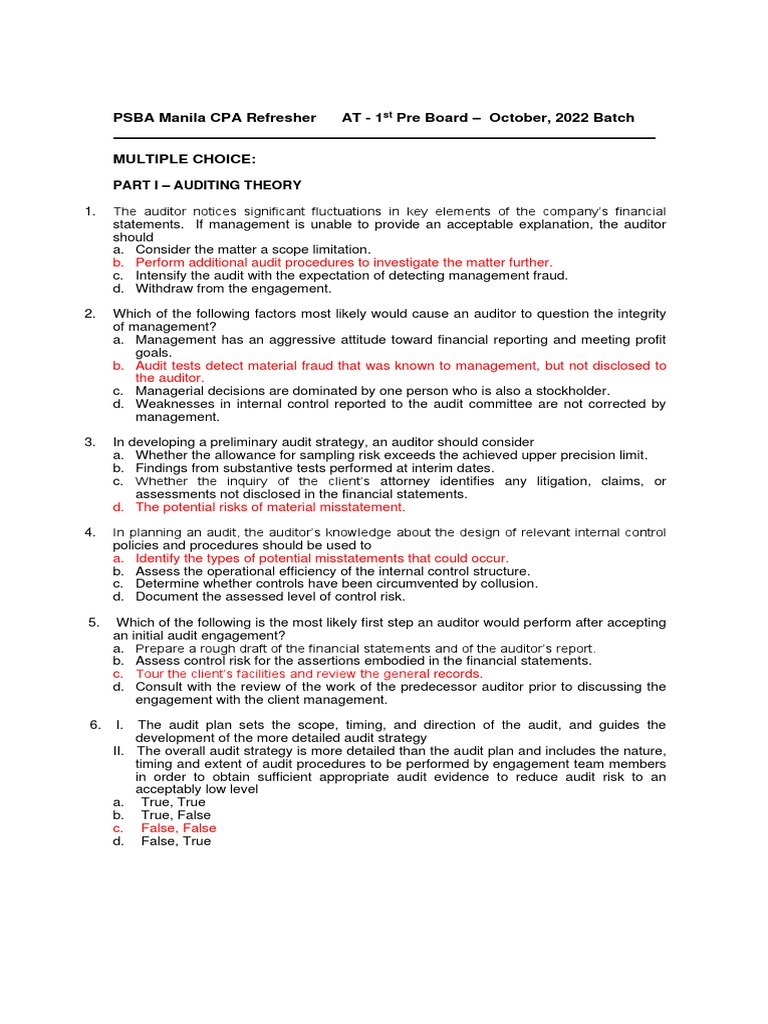First Preboard | PDF | Audit | Internal Control
