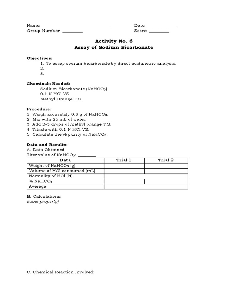 Assay Sodium Bicarbonate Acidimetric Analysis | PDF