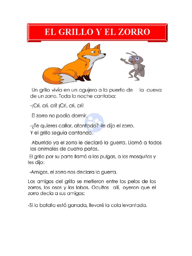 El Grillo y El Zorro Lectura 7 | PDF
