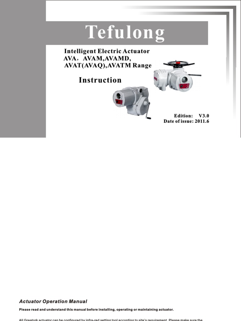 Greatork AVA AVAM AVAT AVATM AVAMD Operating Manual | PDF | Valve | Screw