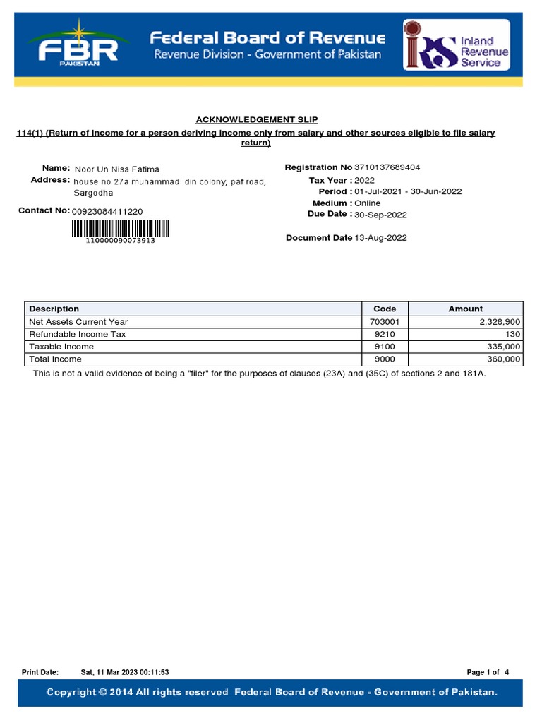 Declaration 3710137689404 | PDF | Taxes | Expense