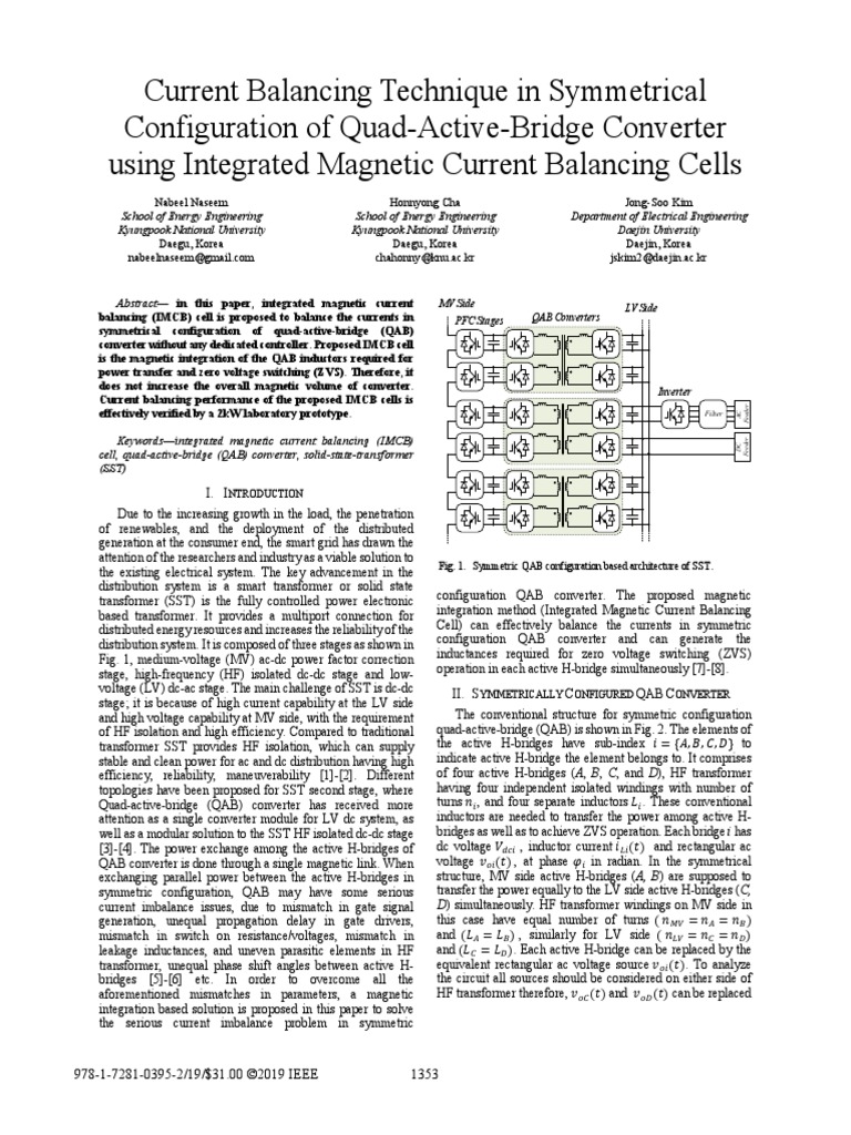 Current Balancing Technique in Symmetrical Configuration of Quad-Active-Bridge Converter Using ...