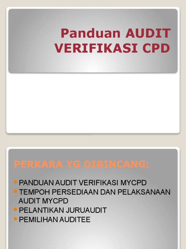 Panduan Audit CPD PKD Mersing | PDF