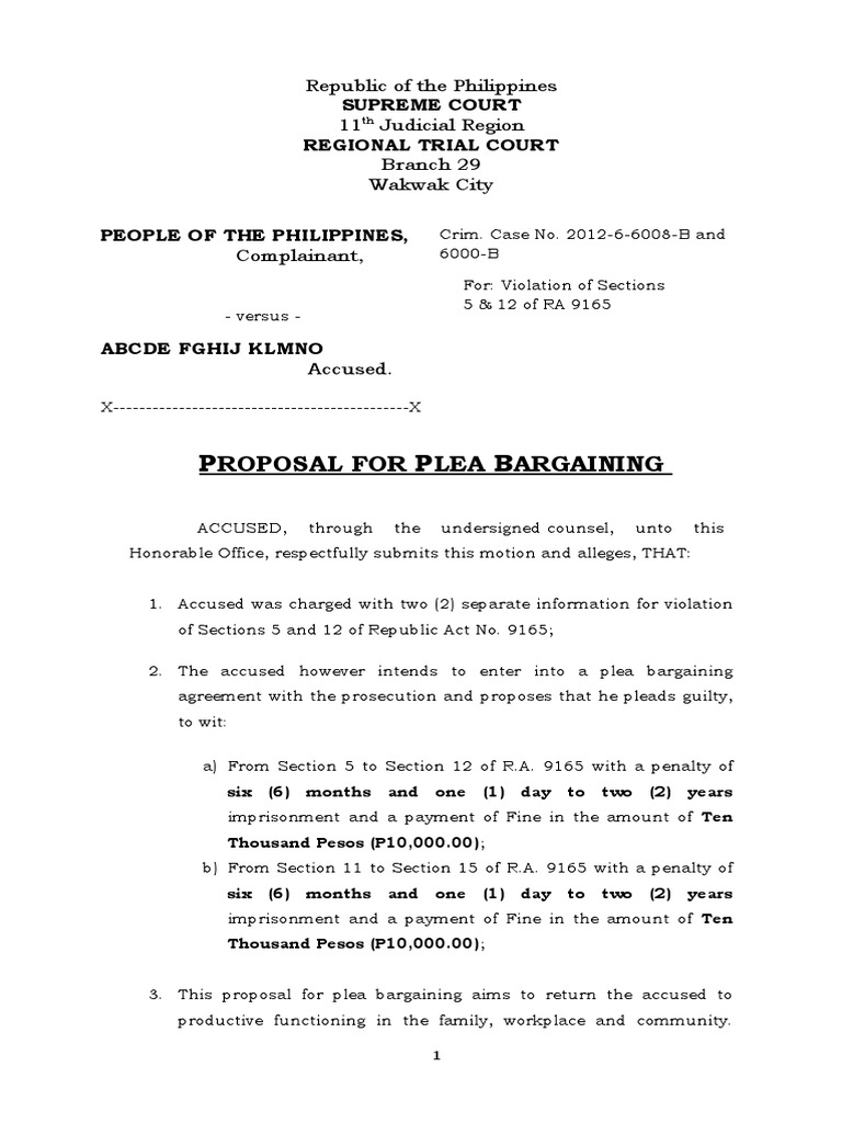 Proposal For Plea Bargaining - Bongol | PDF | Plea Bargain | Plea