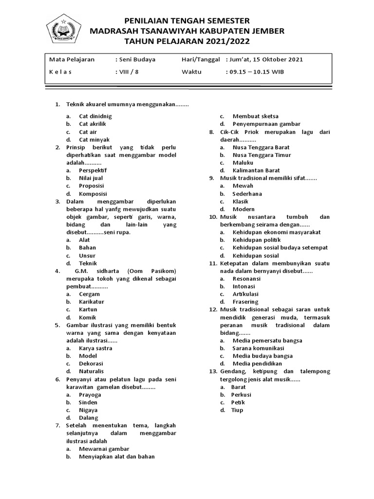 PTS SBK Kelas 8 | PDF