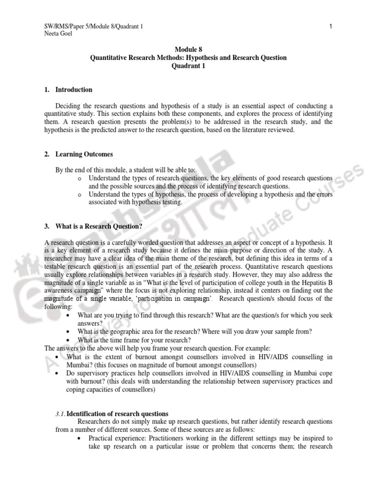 Research Hypothesis | PDF | Hypothesis | Null Hypothesis
