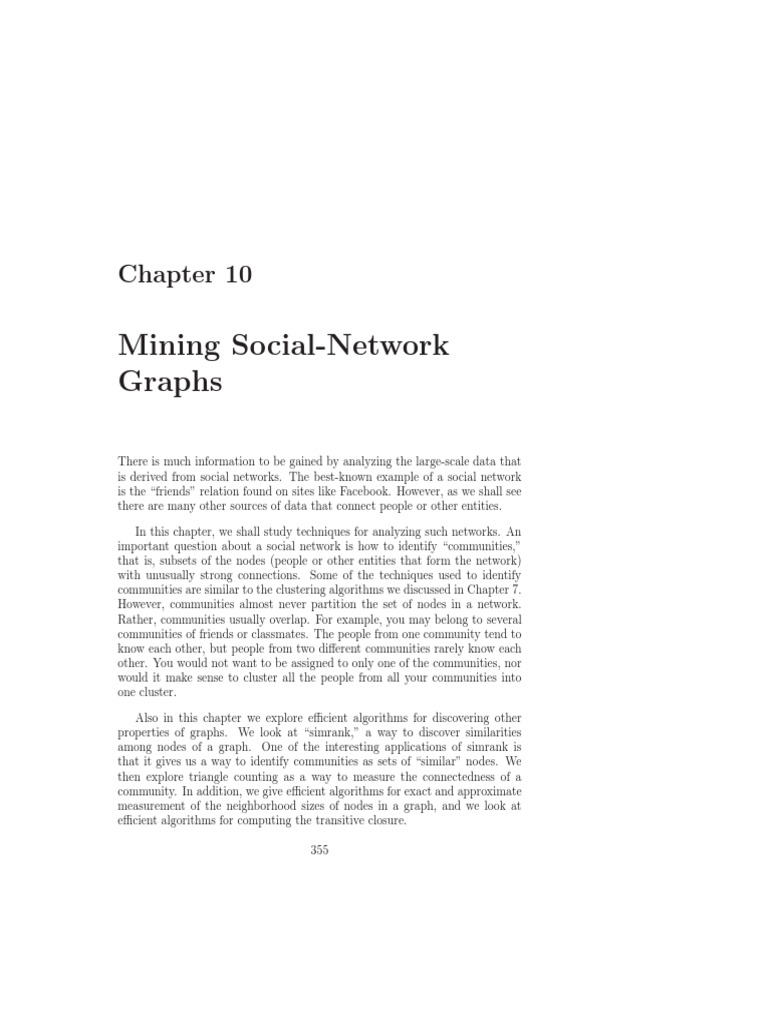 Chapter 6 - Mining Social Network Graphs PDF | PDF | Vertex (Graph Theory) | Cluster Analysis