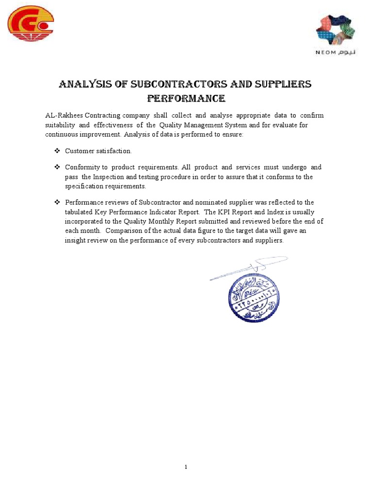 QAS 19 - Subcontractor and Supplier Performance PDF | PDF | Business