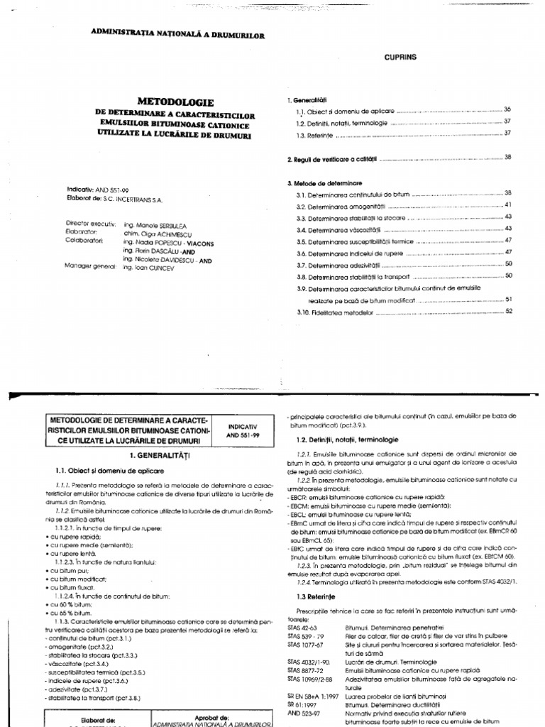AND 551-99 Metodologie de Determinare A Caracteristicilor Emulsiilor ...