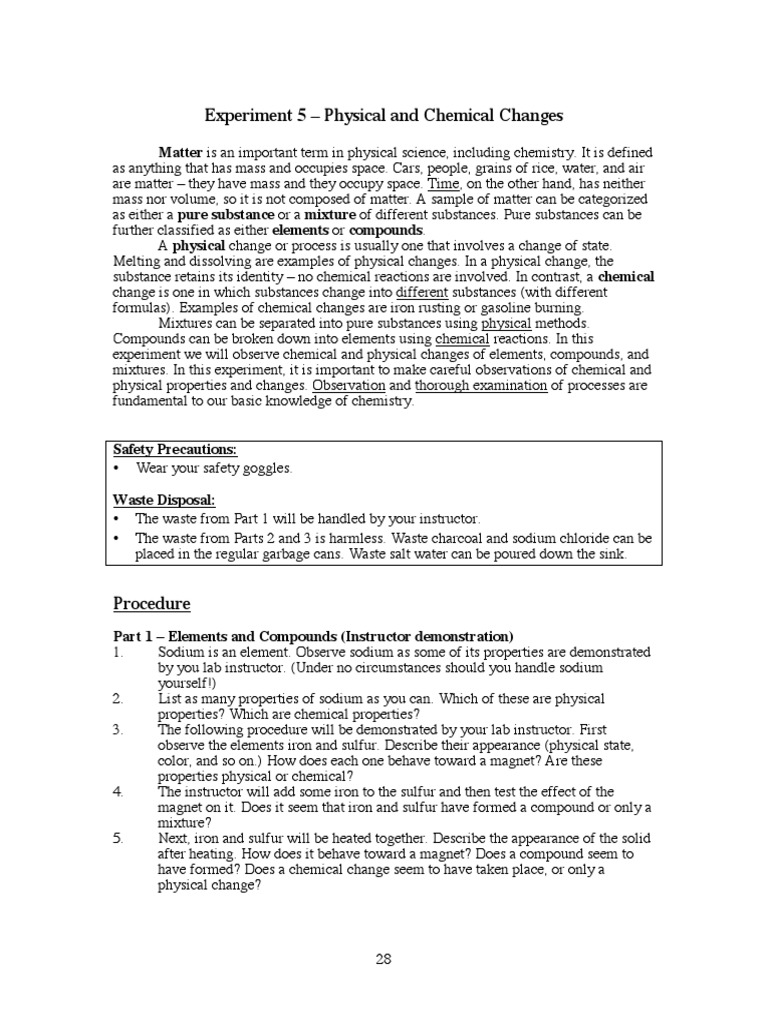 5 Physical and Chemical Changes | PDF | Chemical Substances | Mixture