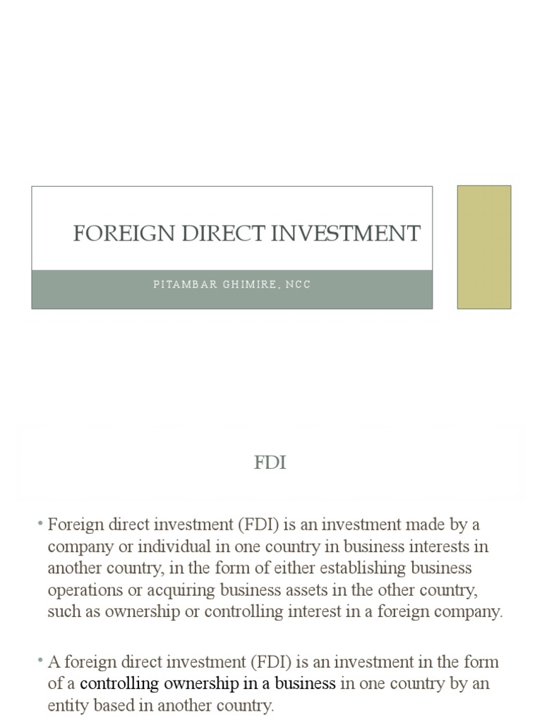 Theories of Foreign Direct Investment | PDF | Foreign Direct Investment ...