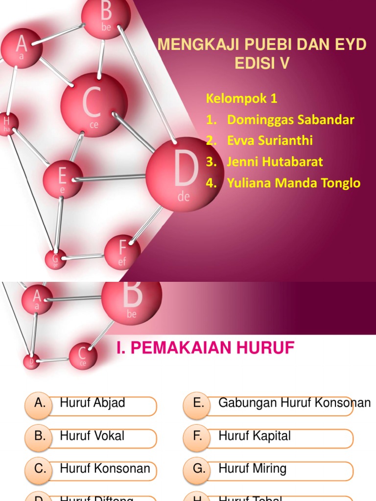 Kelompok 1 - Pemakaian Huruf (Kajian Puebi Dan Eyd V) | PDF