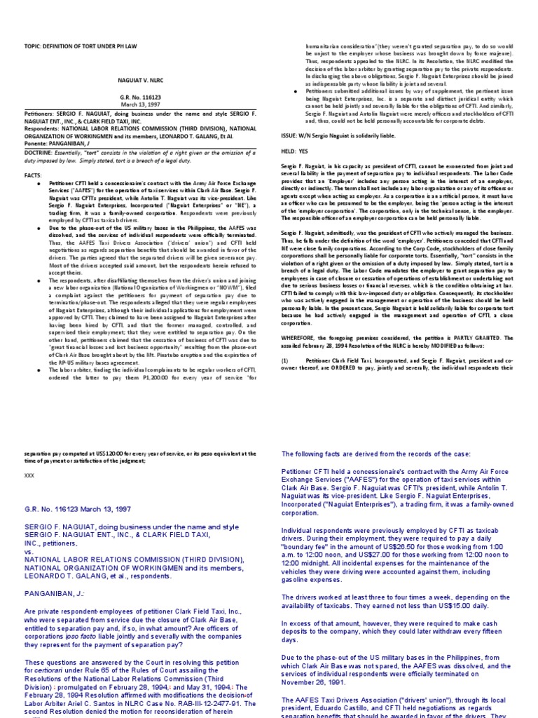 Naguiat Vs NLRC | PDF | Legal Liability | Employment