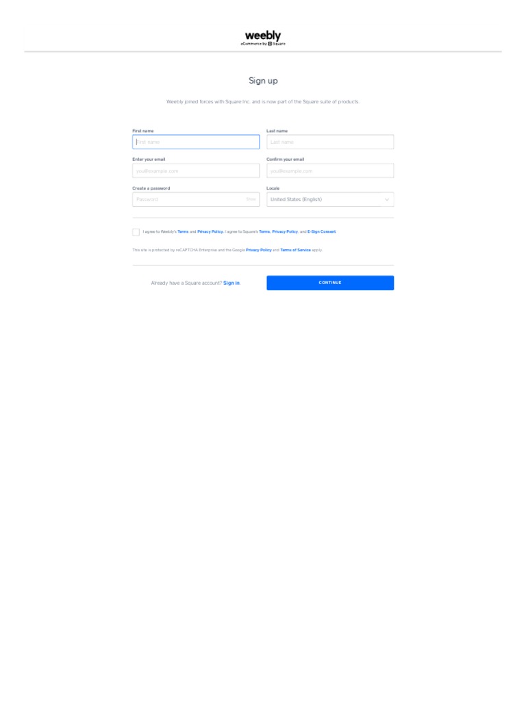 Weebly and Square Account Signup | PDF