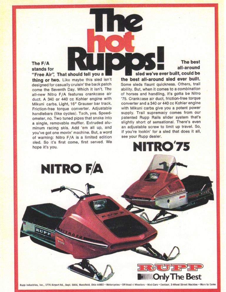 1975 Rupp Nitro Fa & FC Brochure | PDF | Land Vehicles | Outdoor Recreation