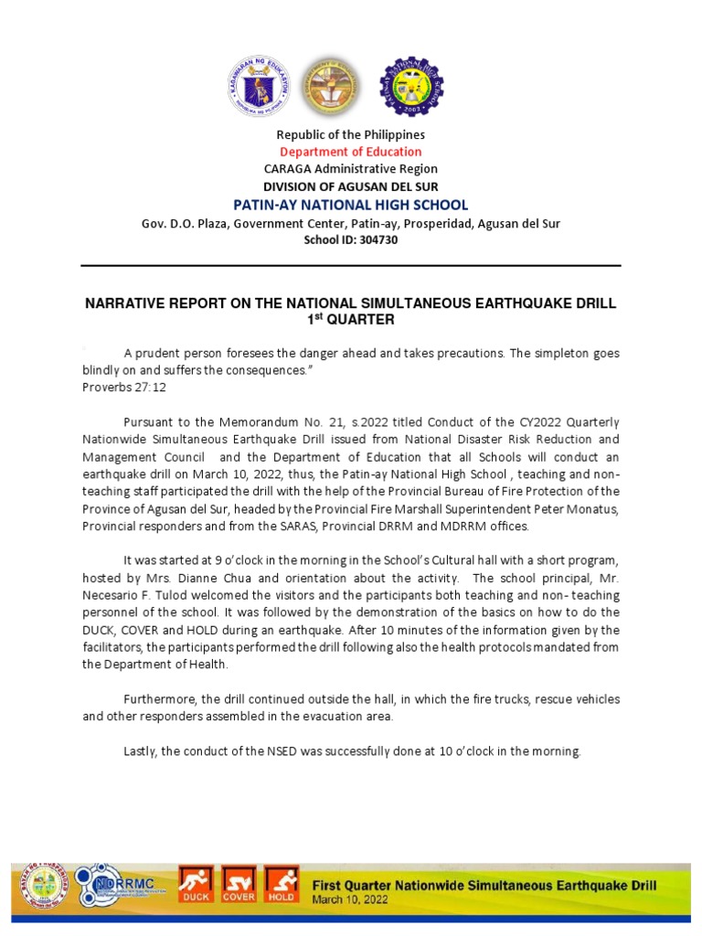 Nsed Narrative Report | PDF | Science & Mathematics