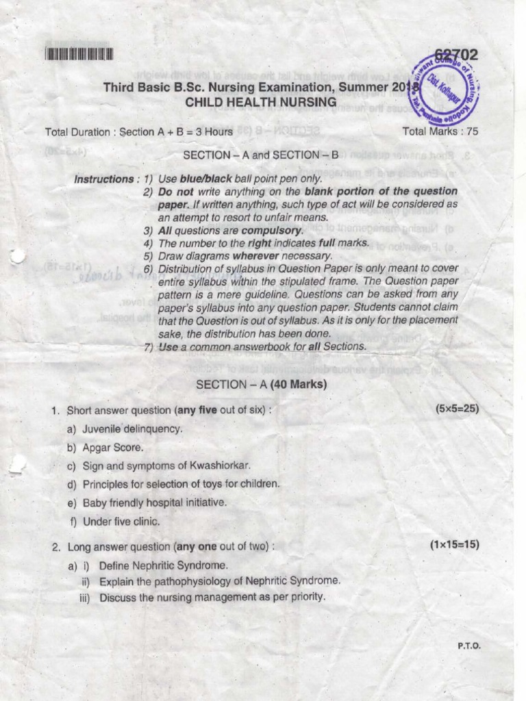 Child Health Nursing III Year | PDF