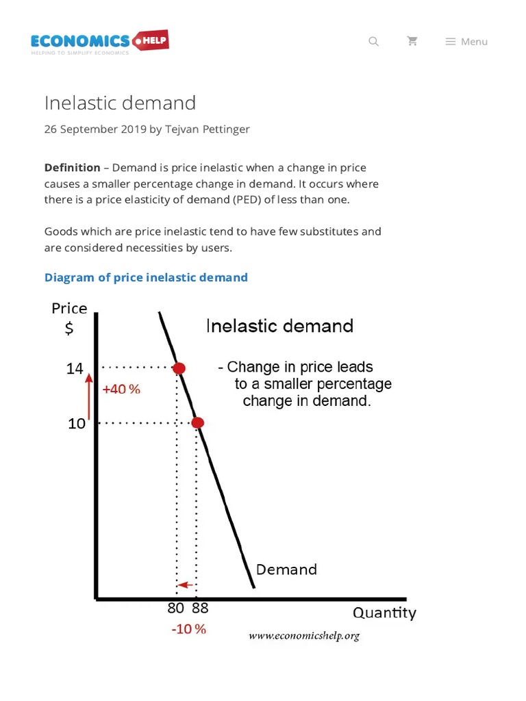 Inelastic Demand - Economics Help | PDF | Elasticity (Economics) | Demand