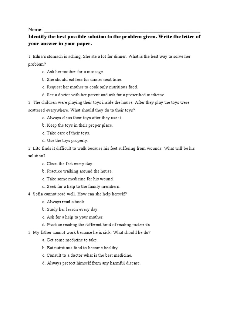 Problem-Solving Scenarios for Kids | PDF