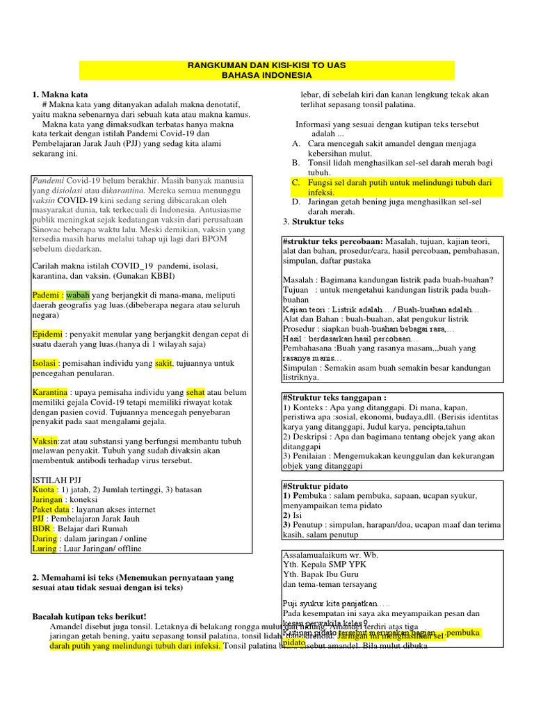New Rangkuman Dan Kisi To Uas PDF | PDF