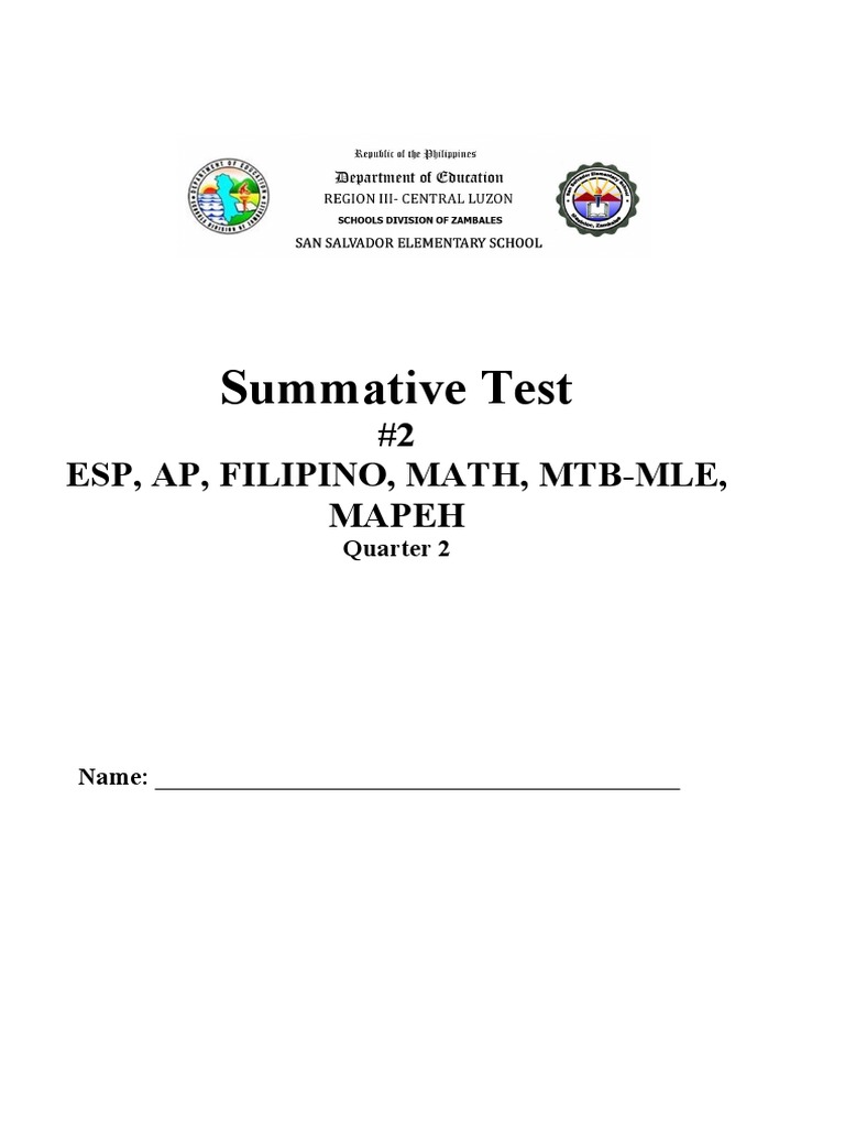 Summative Test #1 Q2 | PDF