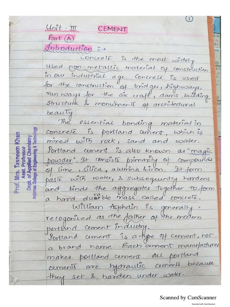 Cement Handwritten Notes Part I | PDF