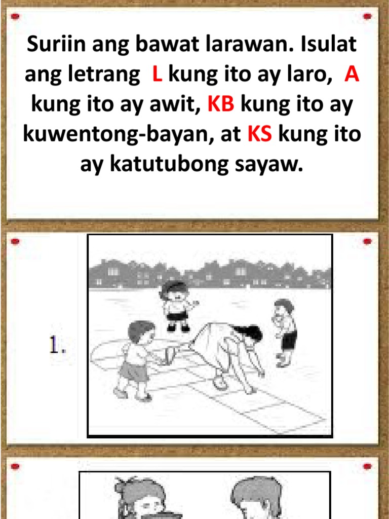 Suriin Ang Bawat Larawan. Isulat Ang Letrang Kung Ito Ay Laro, Kung Ito ...