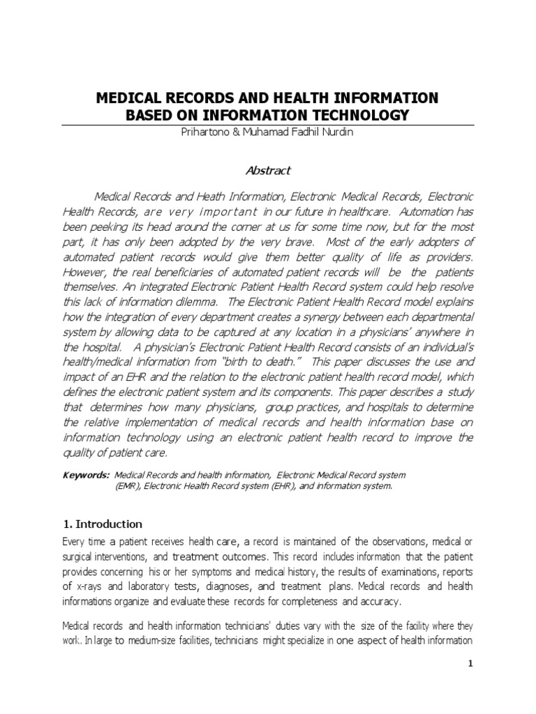 Medical Records and Health Information Based On Information Technology ...