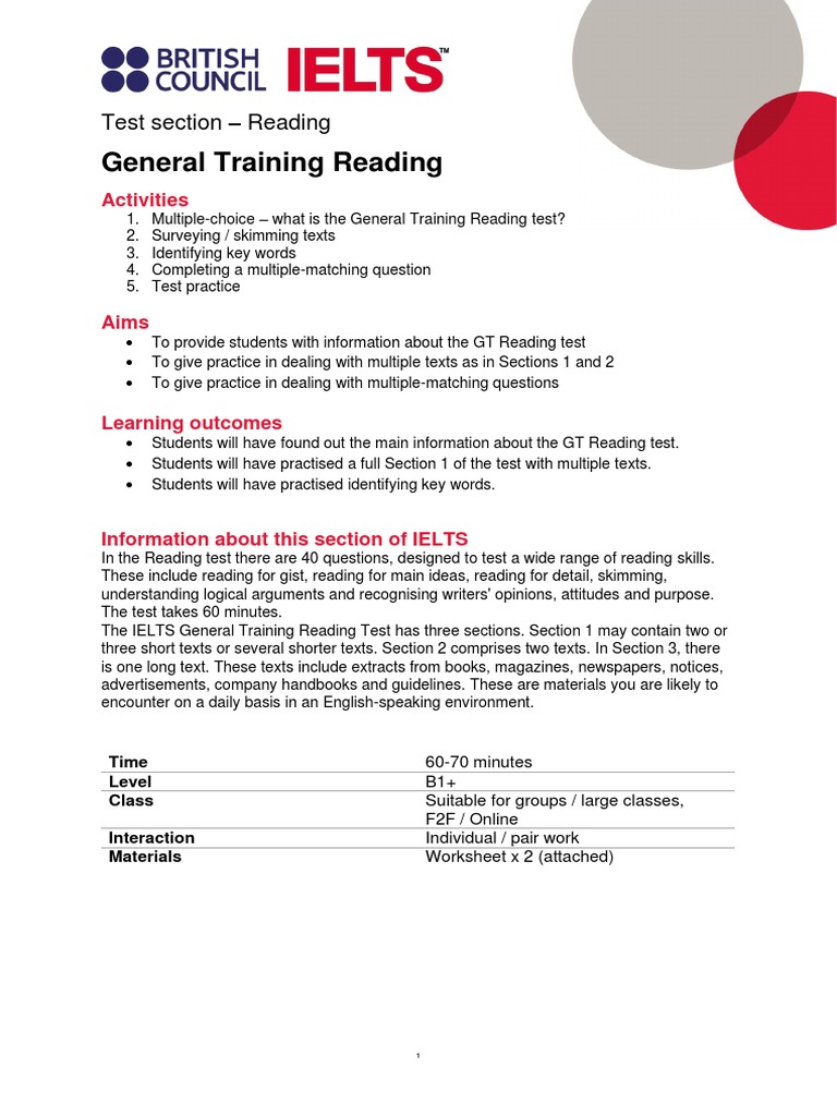 General Training Reading | PDF | International English Language Testing ...