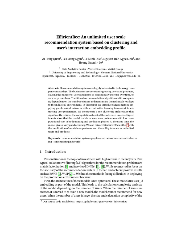 Efficient Rec Springer | PDF | Cluster Analysis | Deep Learning