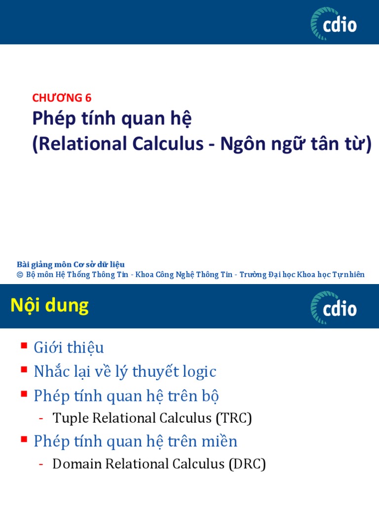 CTT102-Chuong 6-Phep Tinh Quan He | PDF
